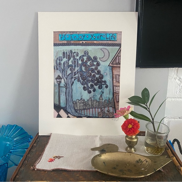 Art | New Jen Born Artwork Wall Art Ps Enjoy Your Life Tree Moon House ...